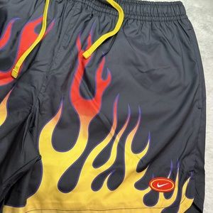 Nike | Shorts | Nike Sportswear Flames Fire Shorts Black Red Yellow ...